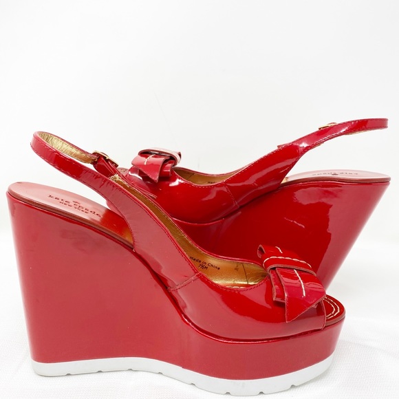 kate spade | Shoes | Kate Spade Red Paten Leather Platform Heels Euc ...